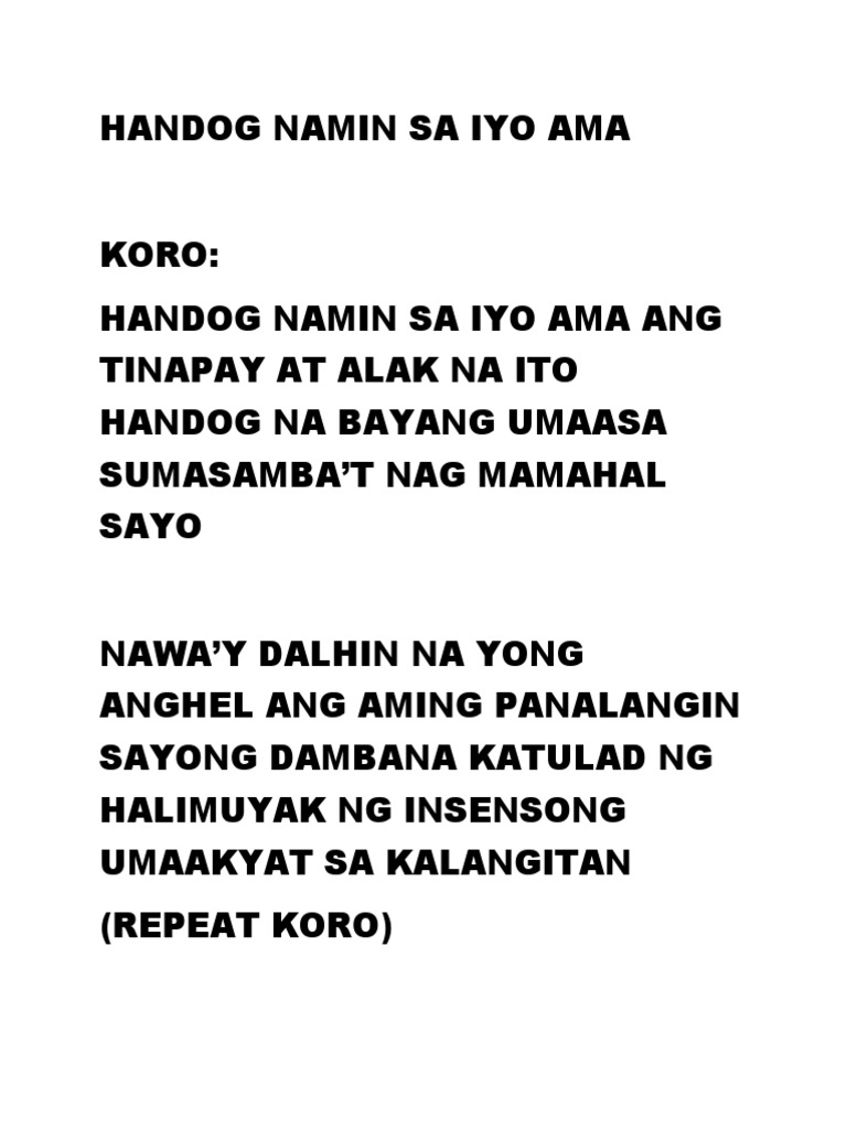 Handog Namin Sa Iyo Ama | PDF