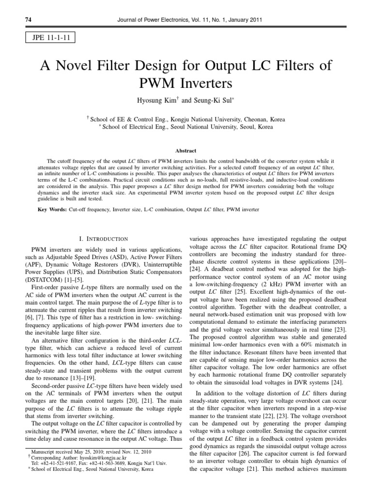 A Novel Filter Design For Output LC Filters of PWM Inverters | PDF ...
