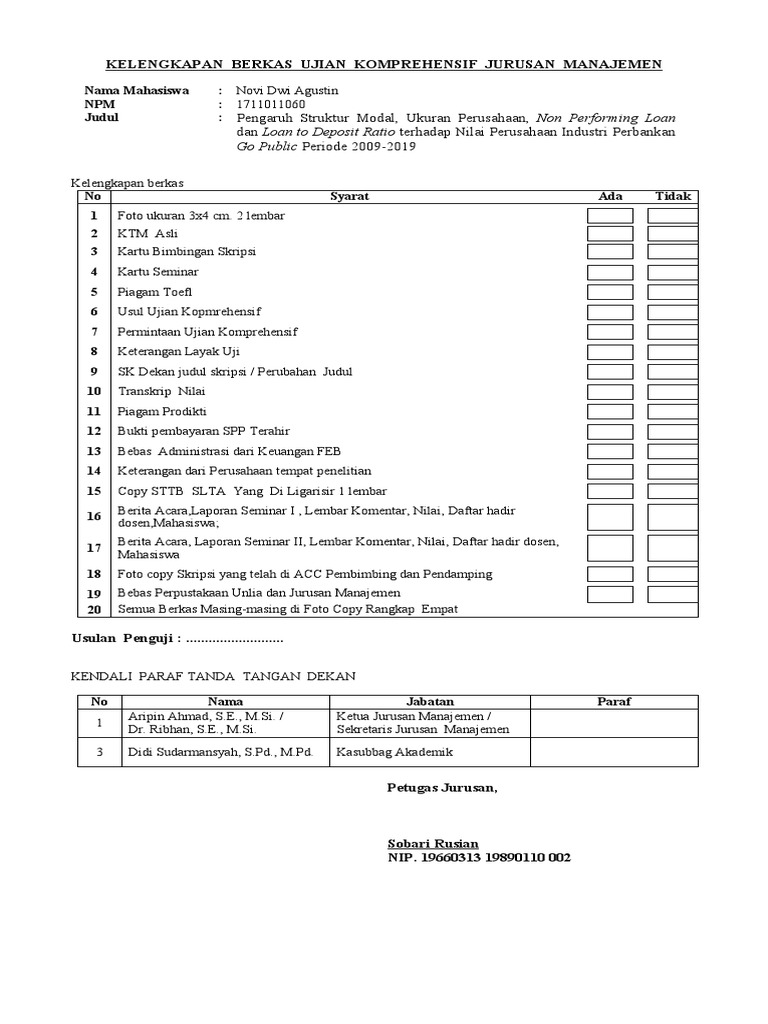 Persyaratan Ujian Kompre | PDF