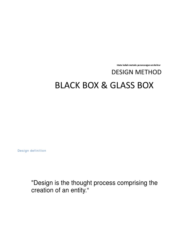 Pertemuan 2 GLASS BLACKBOX | PDF | Thought | Intuition