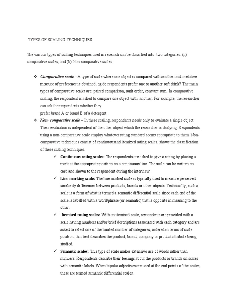 Scaling Techniques in Business Research | PDF | Level Of Measurement ...