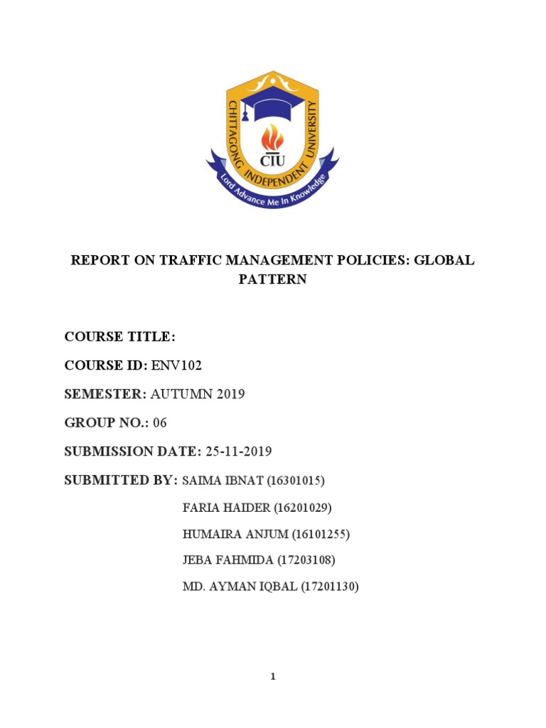 Report On Traffic Management Policies | PDF | Traffic | Traffic Congestion