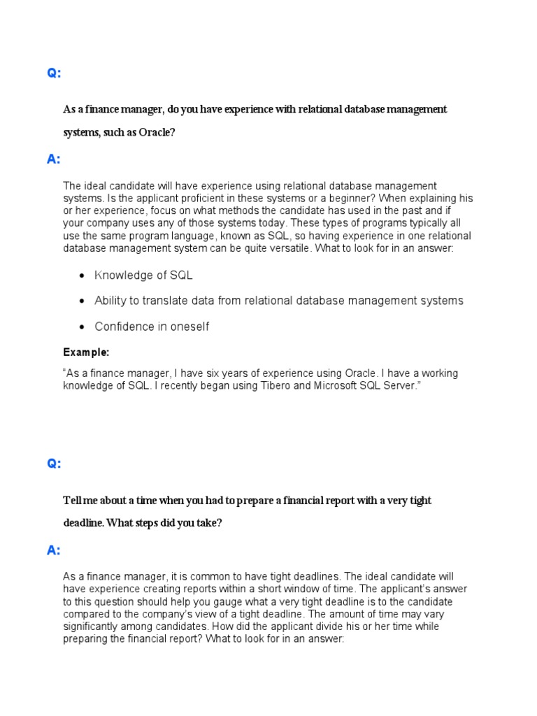 FM Interview Questions | PDF | Databases | Relational Database