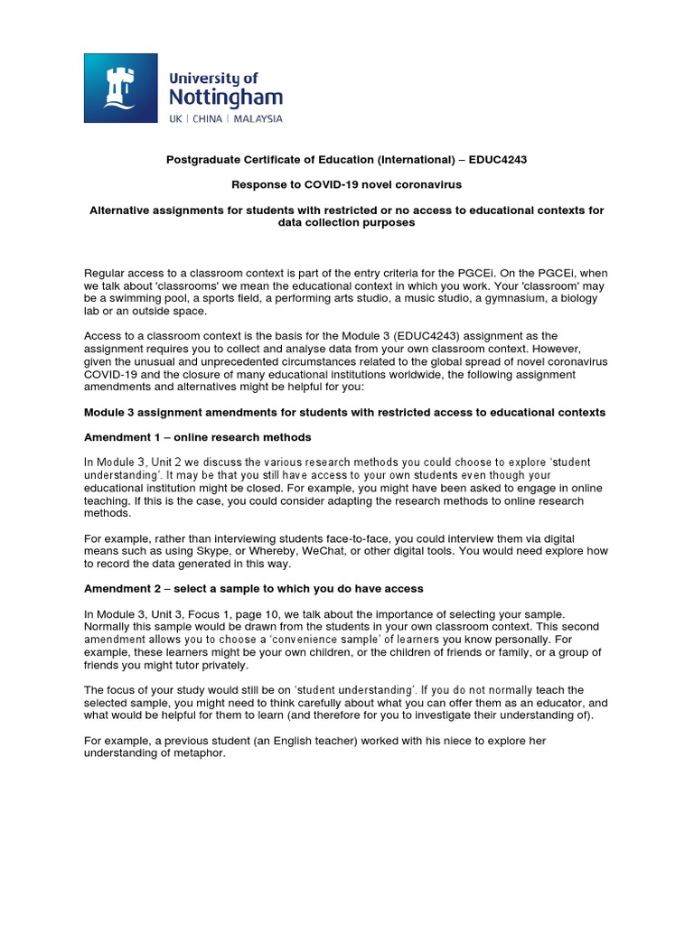 Adapting the Module 3 Assignment: Alternative Research Methods and Foci ...