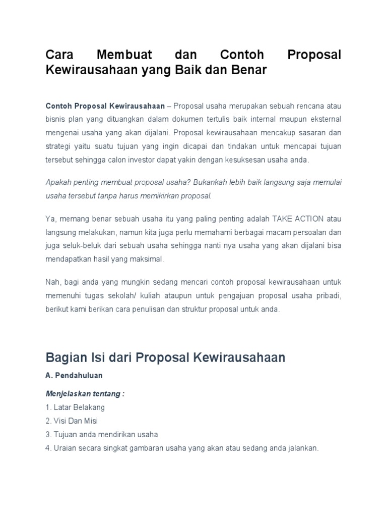 Contoh Proposal Kewirausahaan Usaha Kripik | PDF