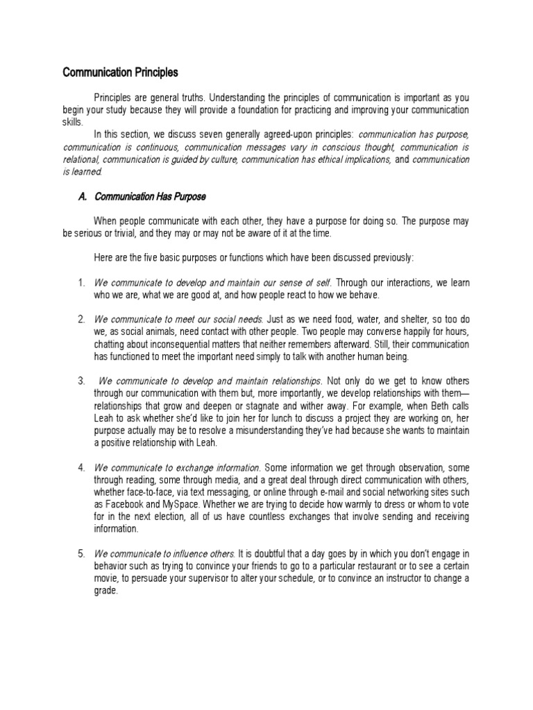 1.2 Principles of Communication (Handout) | PDF | Communication ...