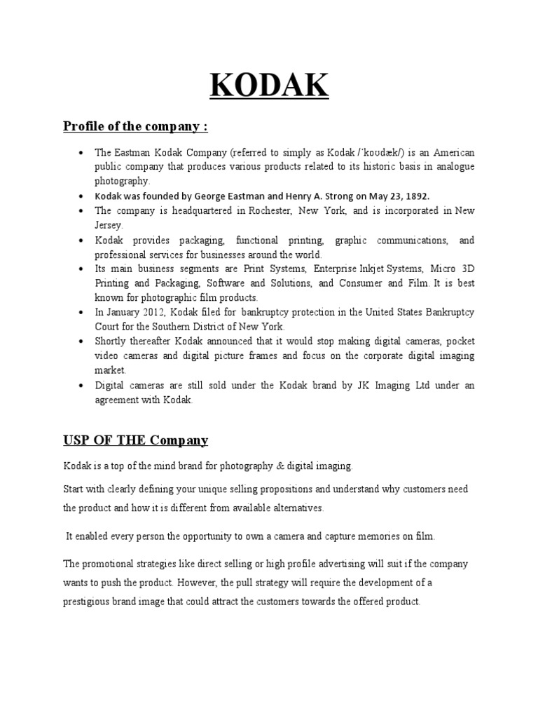 The Rise and Fall of an Icon: An Analysis of Kodak's Transformation from Photography Giant to ...