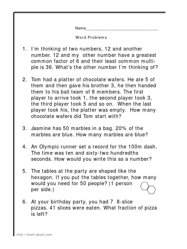 Name - : Word Problems | PDF