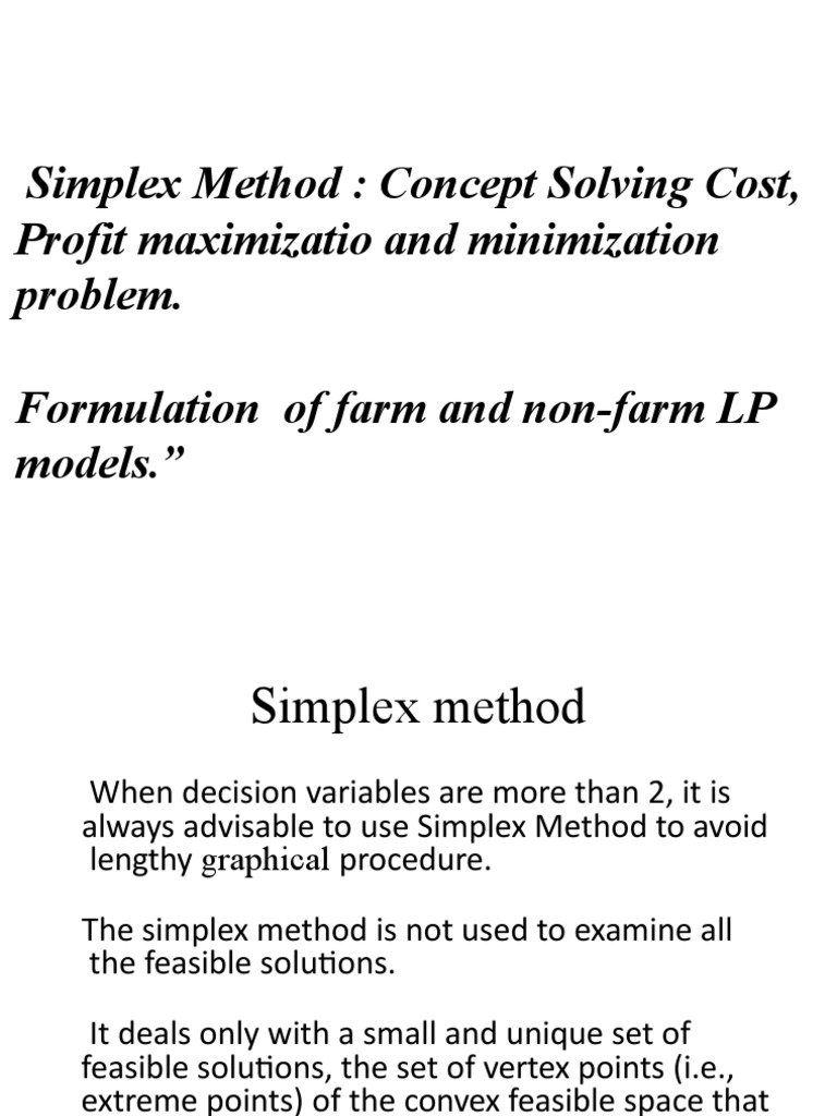 Simplex Method Concept | PDF | Mathematical Optimization | Linear Programming