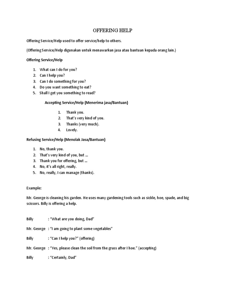 Handout Asking Offering Help | PDF