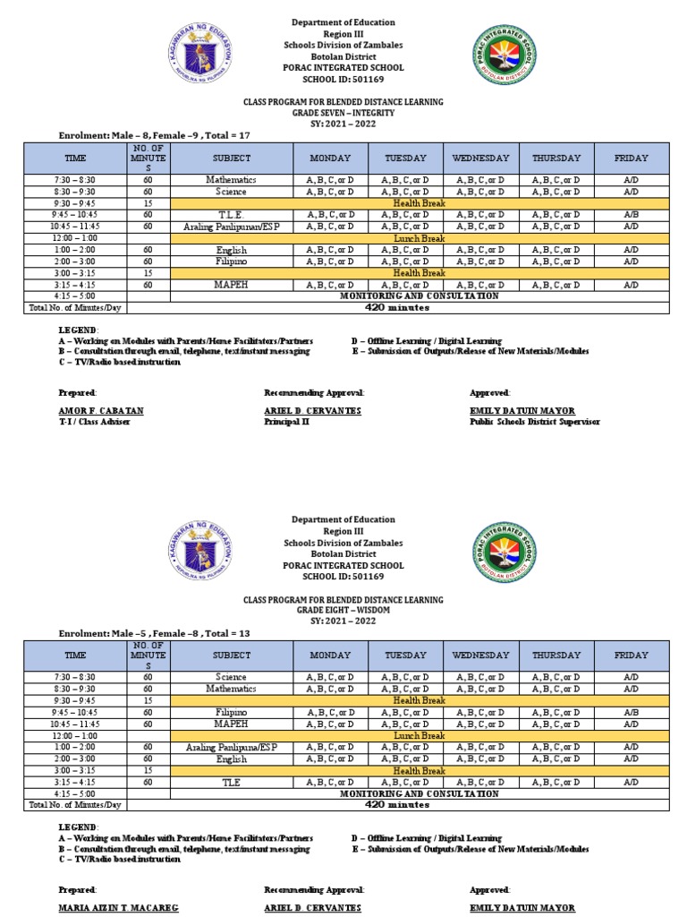 JHS Class Program 2021 2022 | PDF