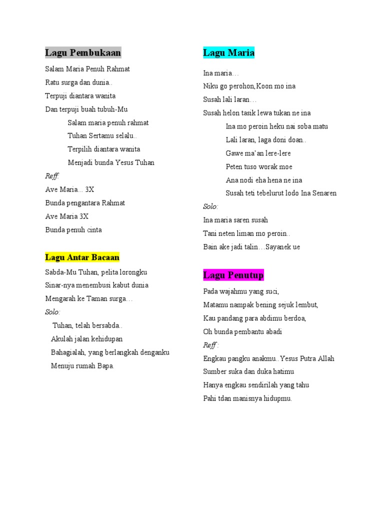 Lagu Maria | PDF