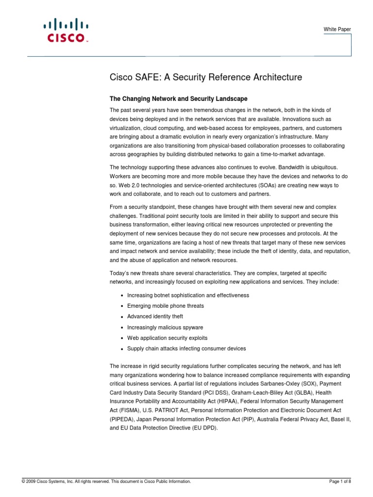 Cisco - SAFE Security Reference Architecture White Paper | PDF ...