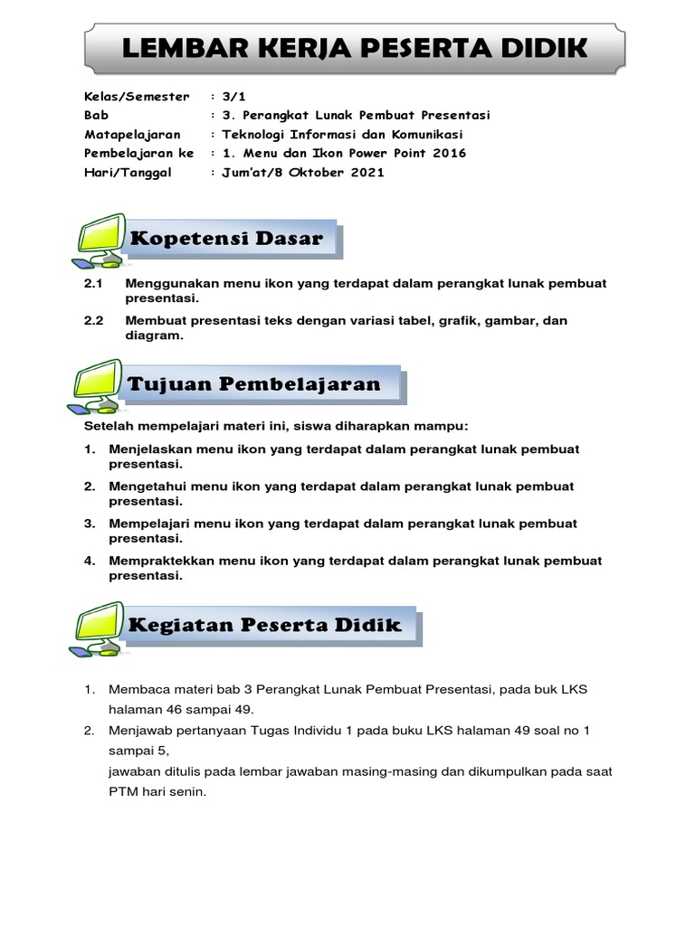 LKPD TIK Kls 3 3.1 | PDF | Seni | Komputer
