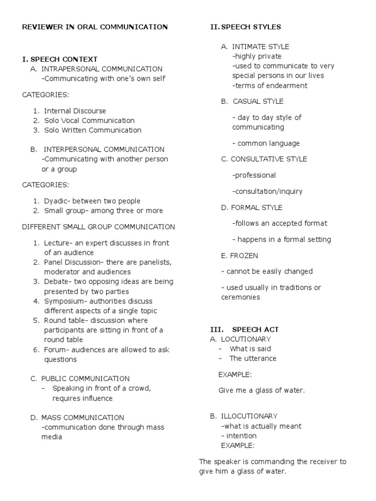 Reviewer in Oral Communication 2nd | PDF | Communication | Cognition