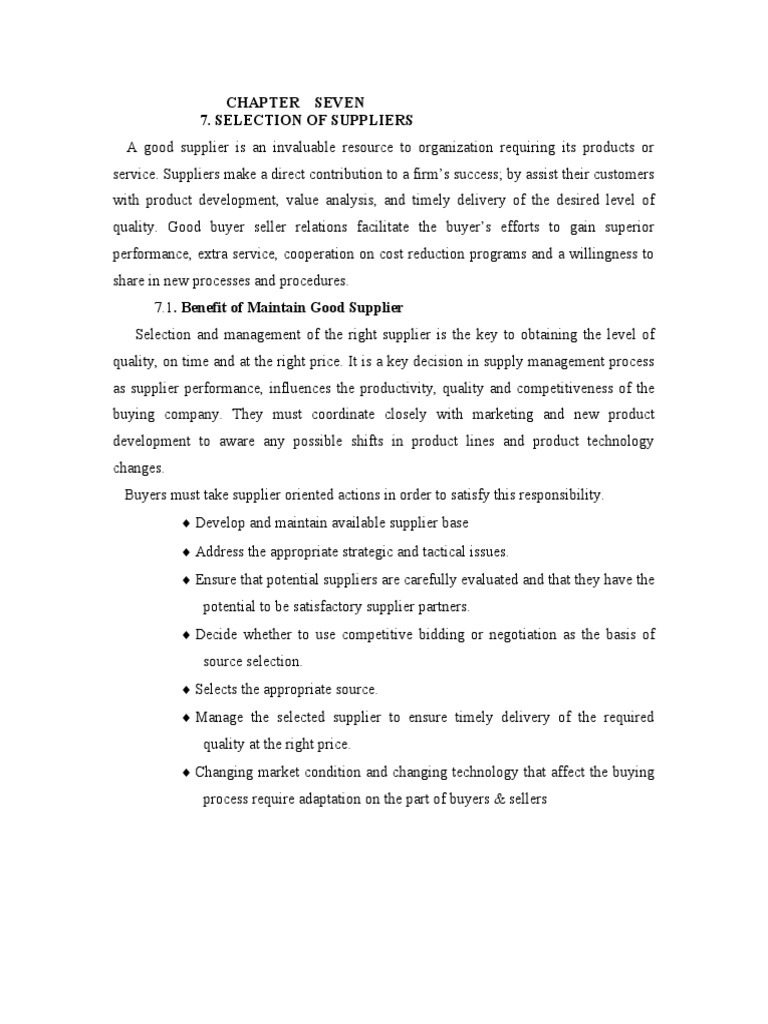CHAPTER SEVEN Source Selection | PDF | Procurement | Sales