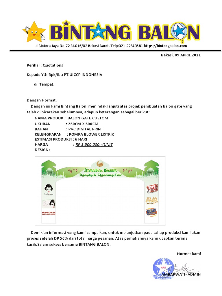 Penawaran Balon Gate Custom untuk UICCP | PDF | Komputer | Teknologi ...