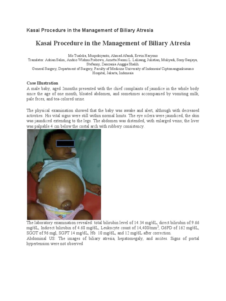 Kasai Procedure in The Management of Biliary Atresia | PDF | Liver | Bile