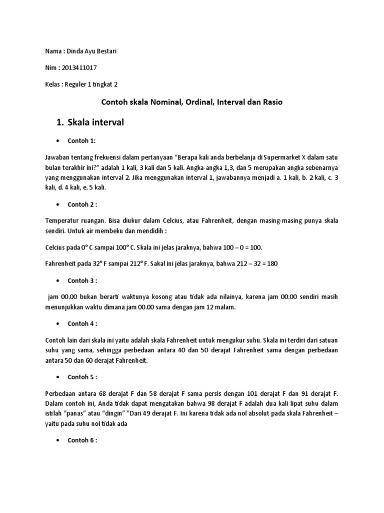 Contoh Skala Data dalam Penelitian | PDF
