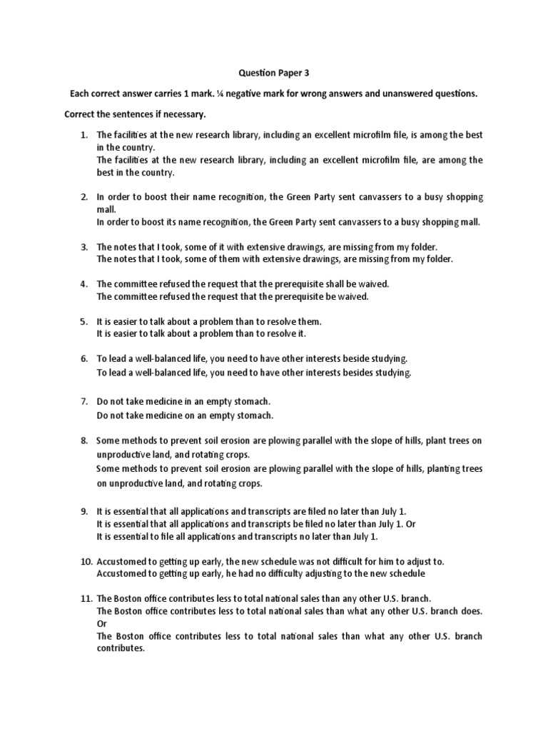 Question Paper 3 (With Answers) | PDF