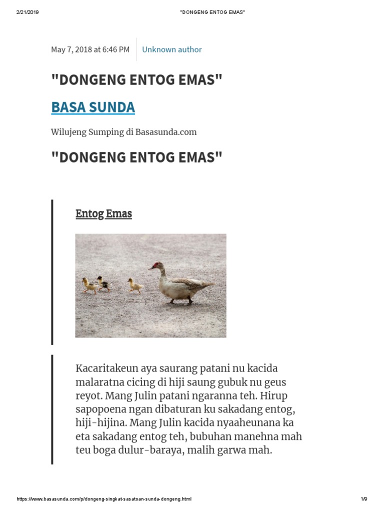 Dongeng Entog Emas | PDF