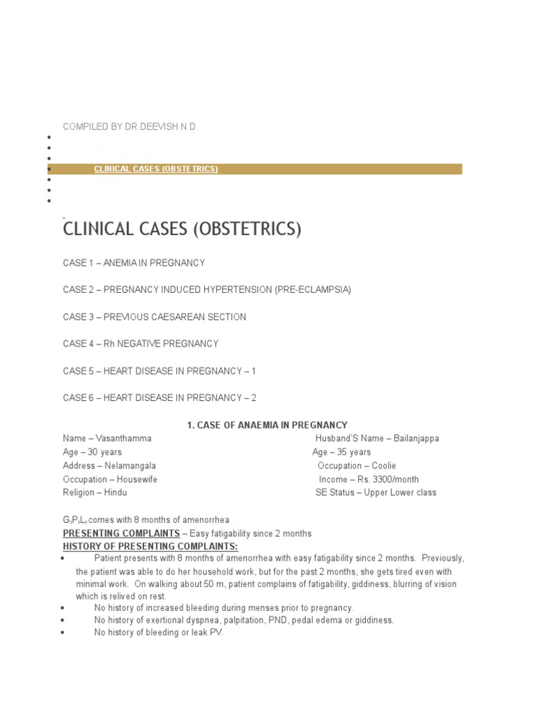 OBG Clinical Cases for Students | PDF | Pregnancy | Childbirth