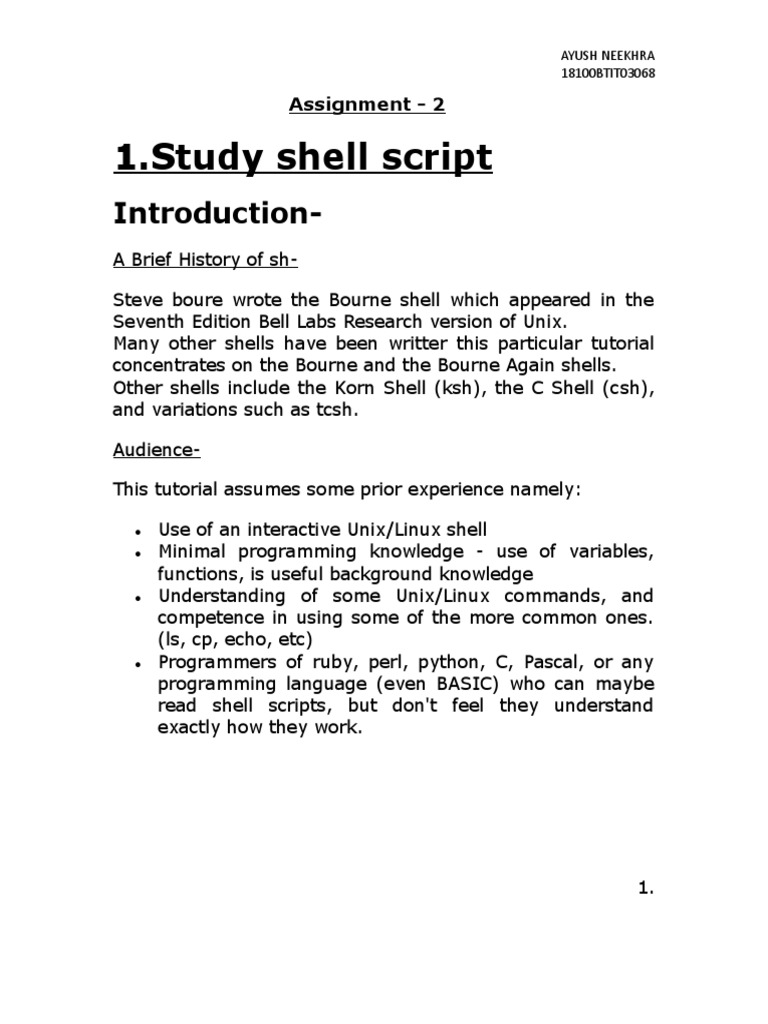 Shell Script Assignment | PDF | Scripting Language | Software Engineering