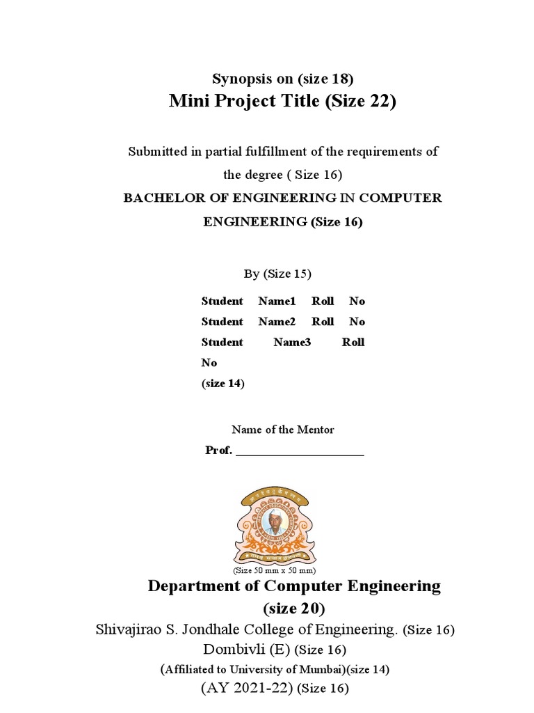 Synopsis Mini Project | Download Free PDF | Times New Roman | Computer Science