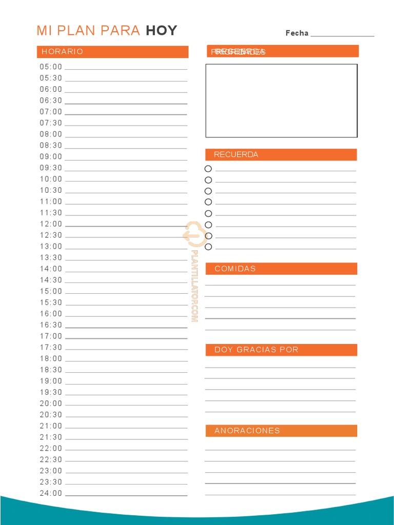 Planificador Diario por Horas PDF | PDF