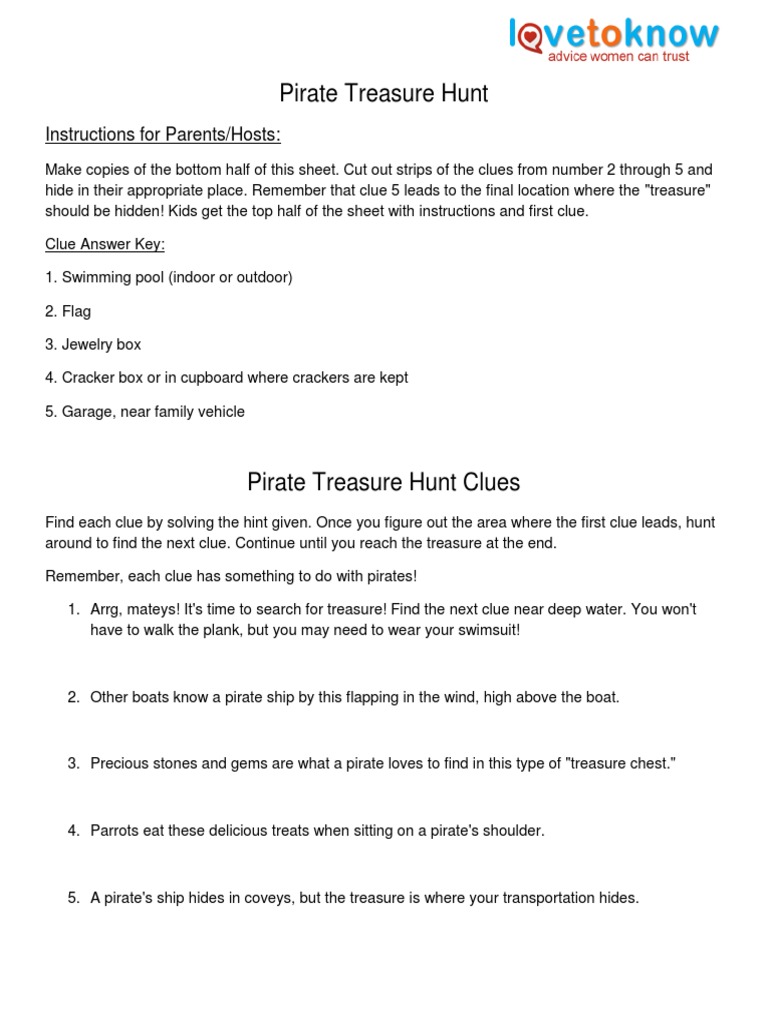 385 Pirate Hunt Clues | PDF