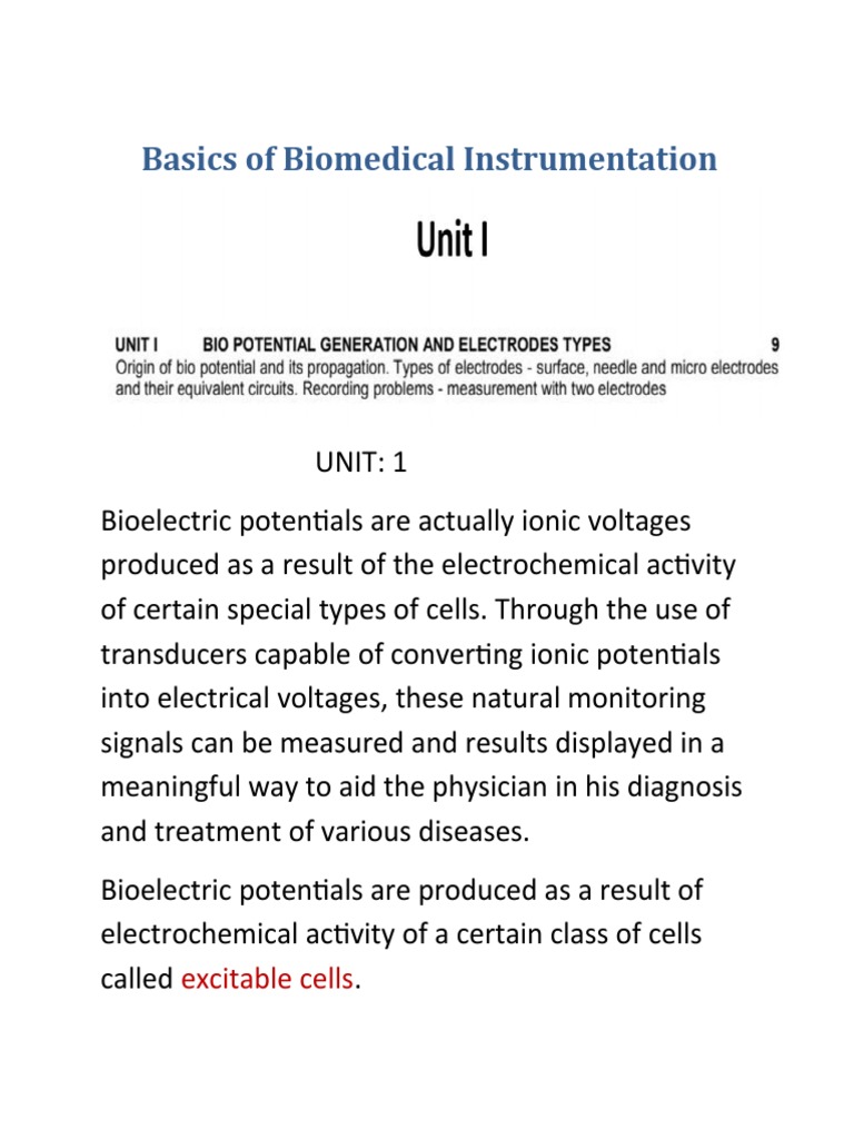 Basics of Biomedical Instrumentation Notes | PDF | Action Potential ...