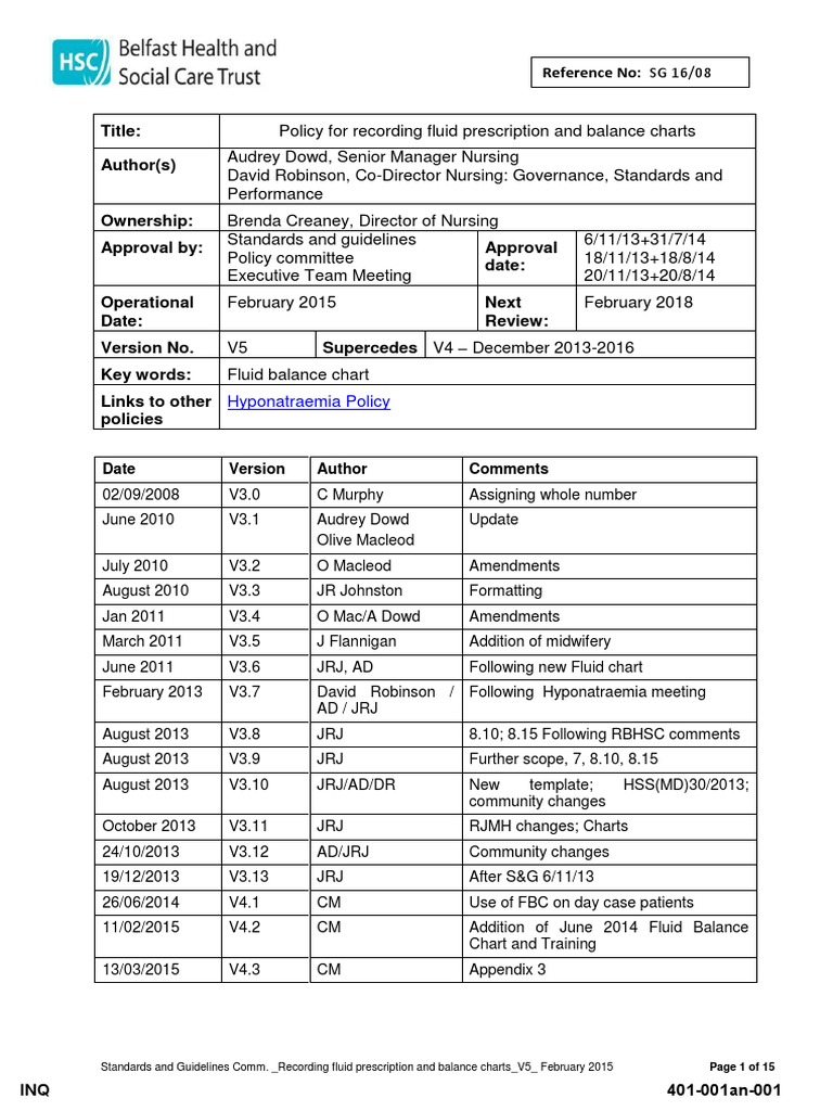 Fluid Chart | PDF | Intravenous Therapy | Medical Prescription