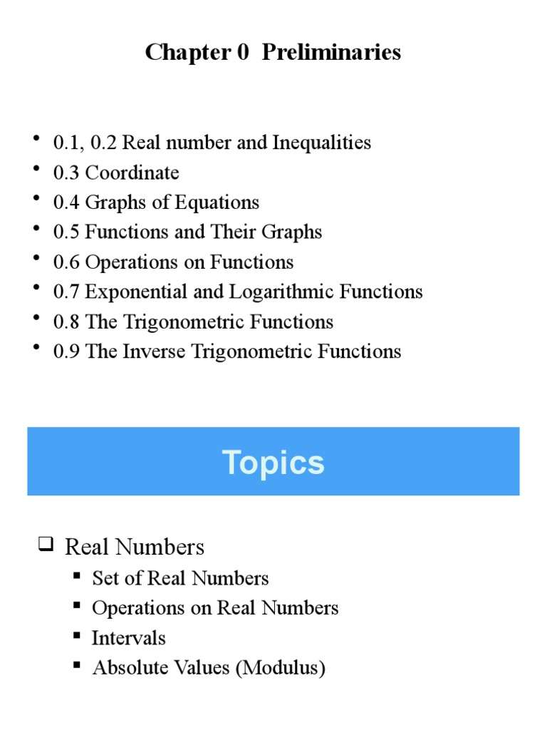 Chapter 0 Preliminaries | PDF | Function (Mathematics) | Trigonometric ...