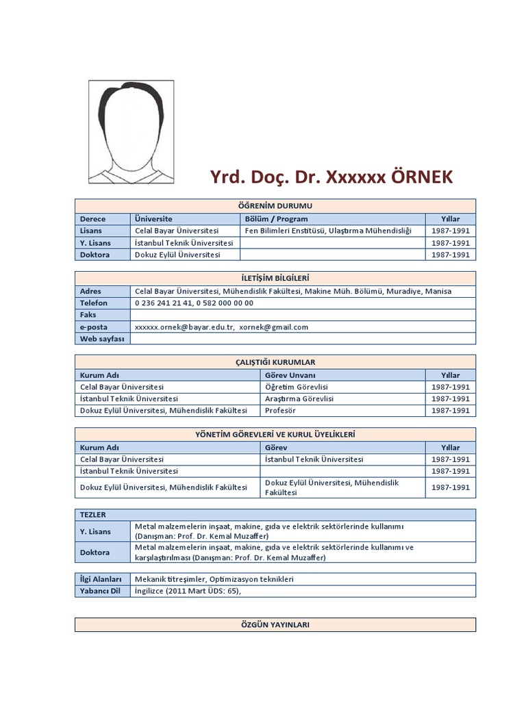 Turkce CV Ornegi 3408TR | PDF