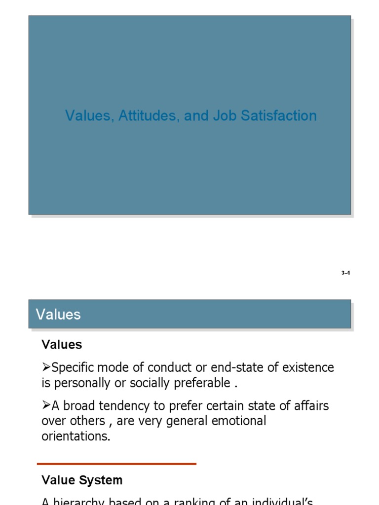 Values, Attitudes, and Job Satisfaction | PDF | Attitude (Psychology ...