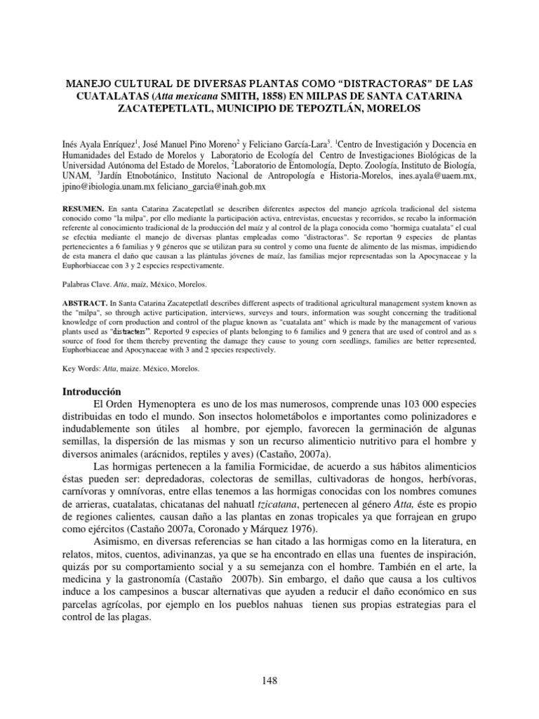 Control cultural de cuatalatas en milpas | PDF | Agricultura | Hormiga