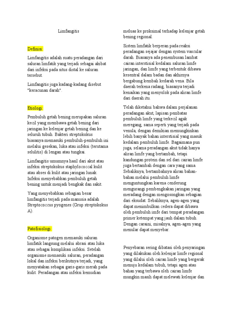 Limfangitis: Penyebab dan Pengobatan | PDF