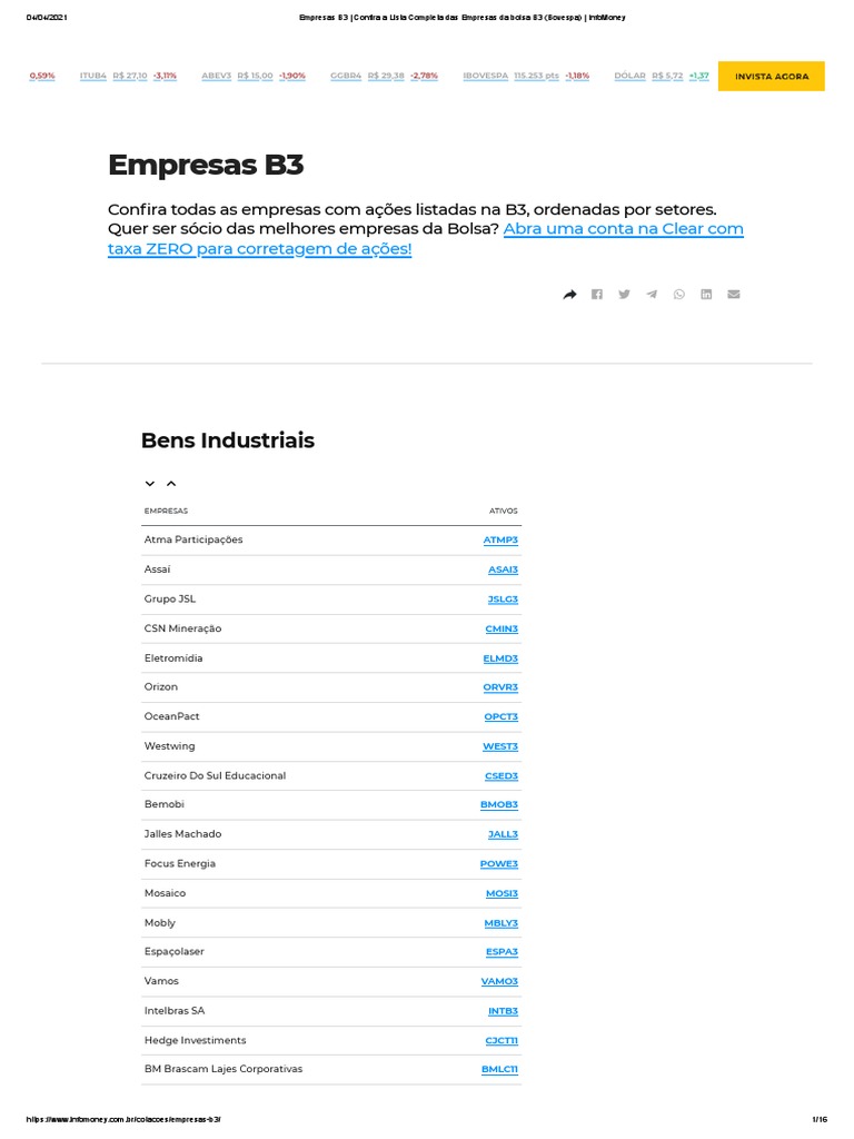 Empresas B3 - Confira A Lista Completa Das Empresas Da Bolsa B3 ...
