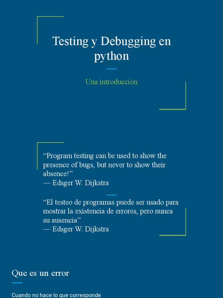 Testing Y Debugging En Python Pdf Python Lenguaje De Programación Interfaz De Línea De