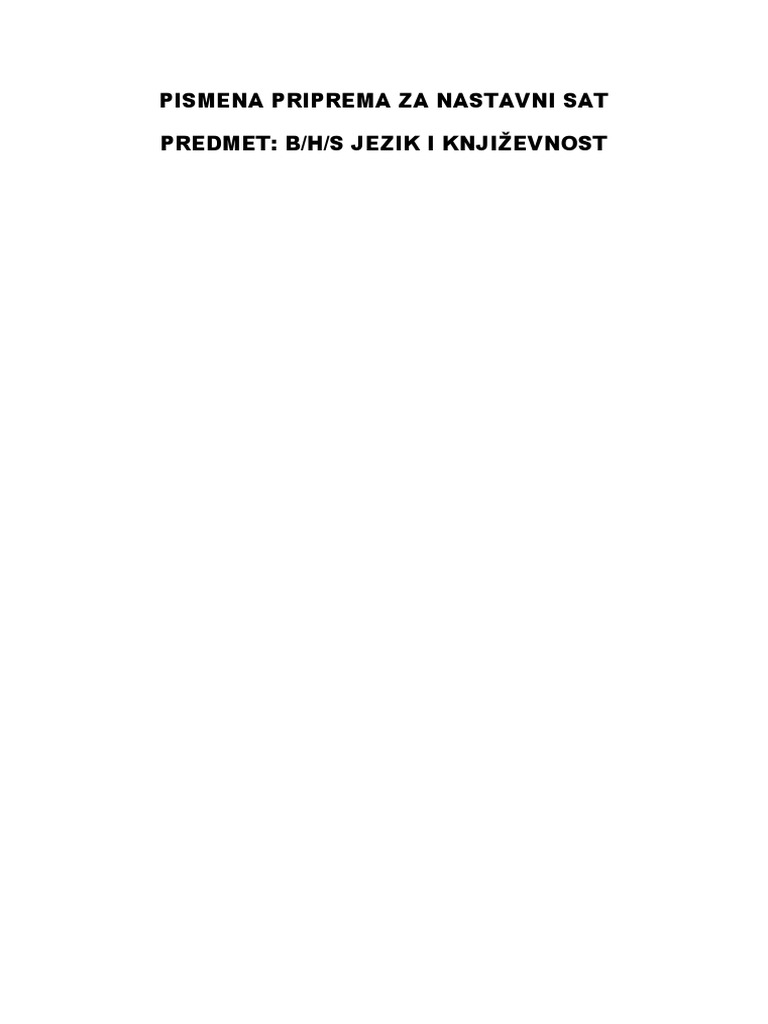 Pismena Priprema Za Nastavni Sat | PDF