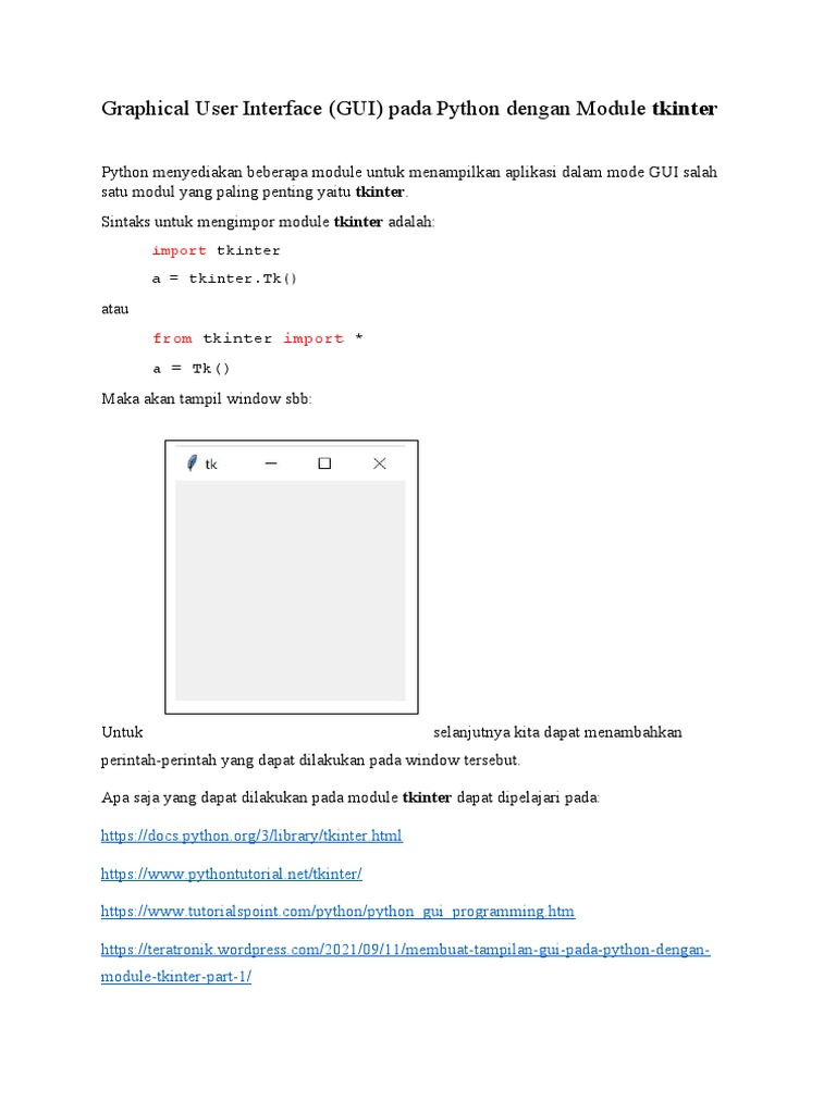 GUI Pada Python - Tkinter | PDF
