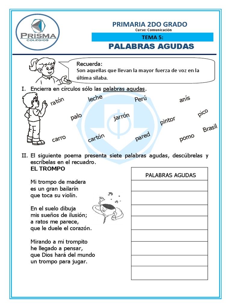 Actividades 5 Palabras Agudas | PDF