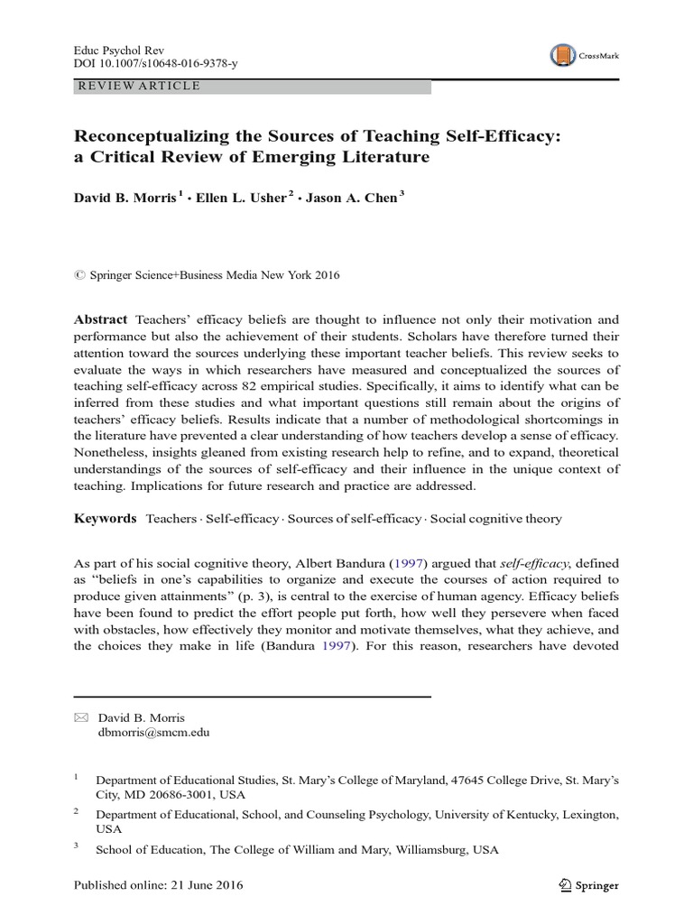 Teaching Self-Efficacy | PDF | Self Efficacy | Cognitive Science