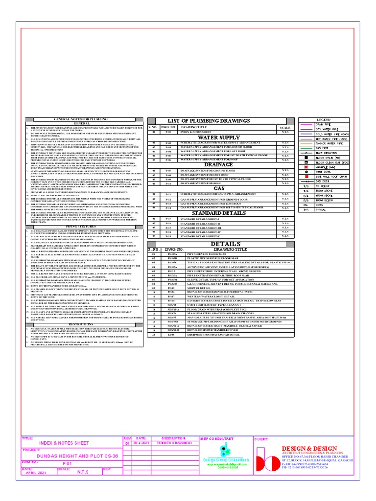 Residential Plumbing Drawing Details | PDF | Plumbing | Drainage