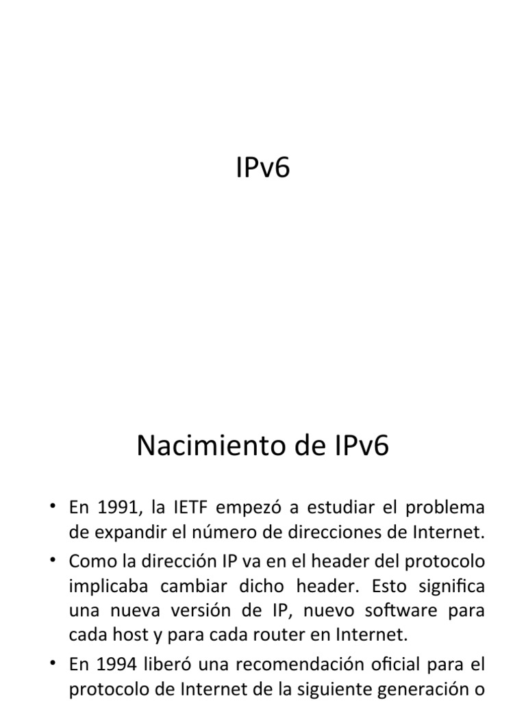 Presentacion de IPV6 | PDF | Yo Pv6 | Protocolos de internet
