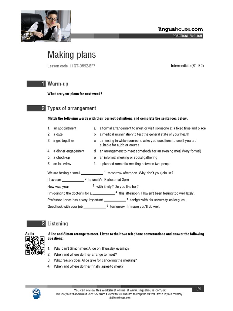 Making Plans - Intermediate - Linguahouse | PDF | Phrase