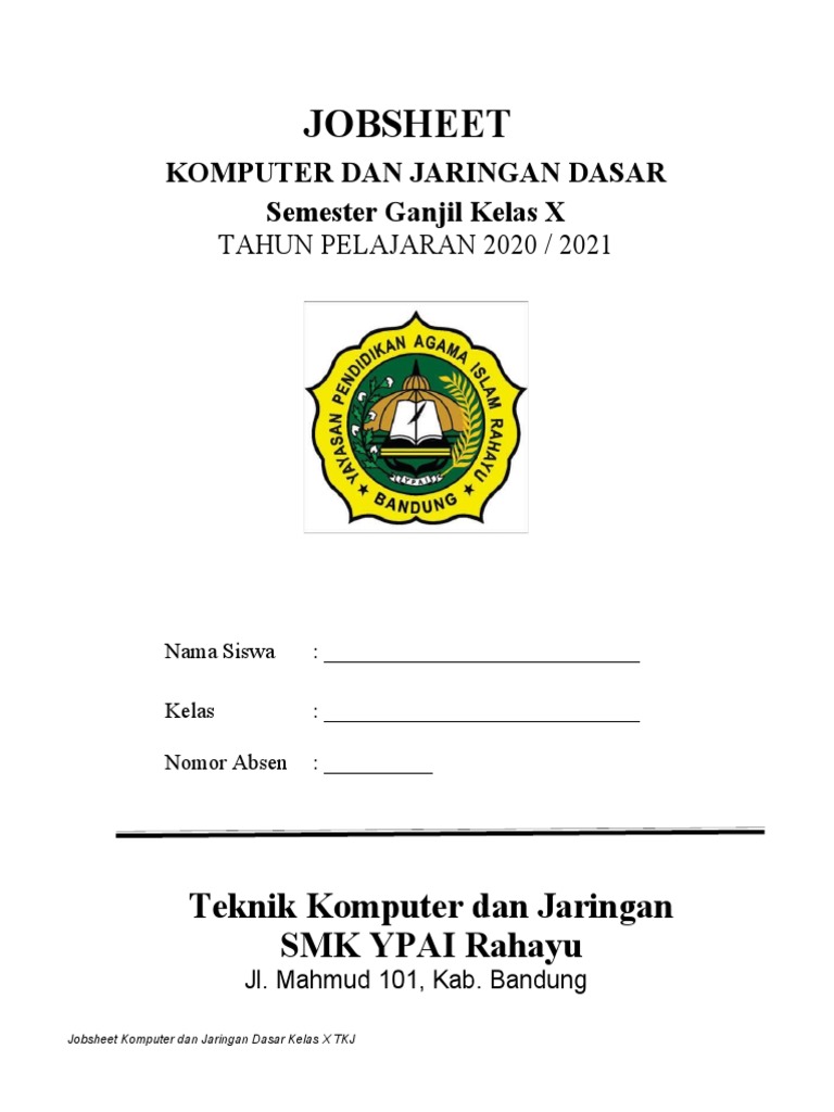 Jobsheet K3LH TKJ Kelas X | PDF | Komputer
