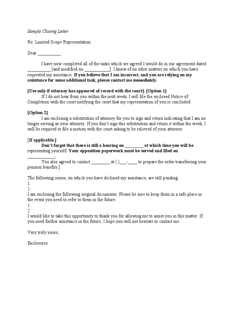 Sample Closing Letter for Clients | PDF | Career & Growth | Finance ...