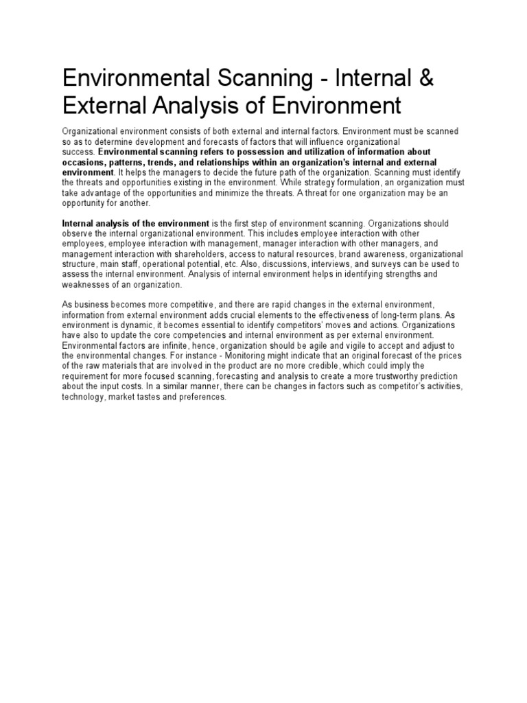 Environmental Scanning - Internal & External Analysis of Environment ...