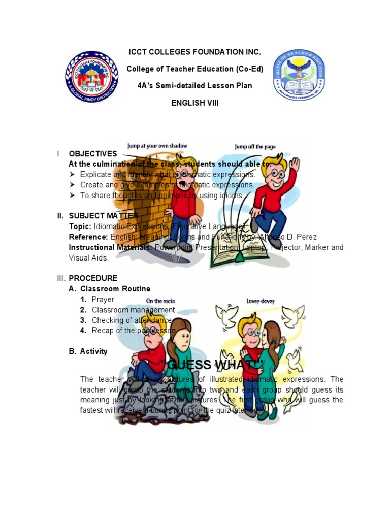 LP - Idiomatic Expressions | PDF | Idiom | Lesson Plan